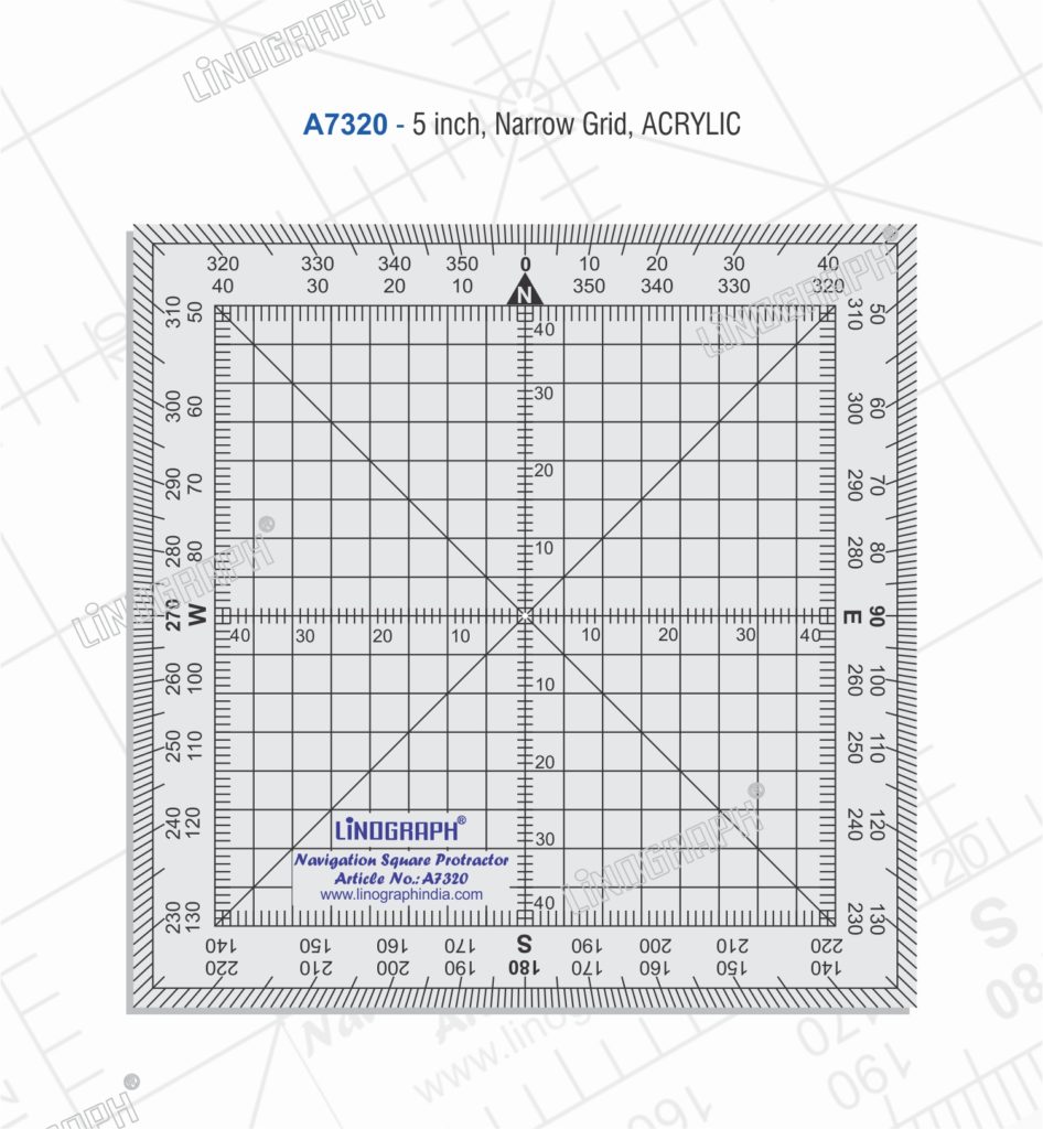A7320 - Navigation Square Protractor (Narrow Grid)